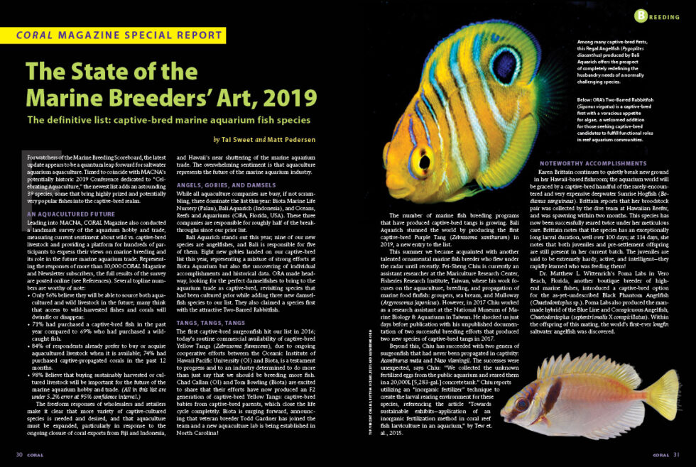 CORAL Magazine's Captive-Bred Marine Aquarium Fish & Invertebrate List ...